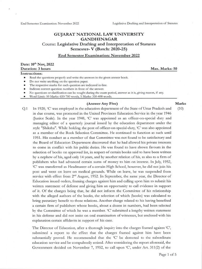Legislative Drafting and Interpretation of Statutes | PDF