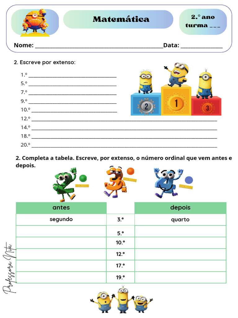 Números Ordinais 2.º Ano | PDF