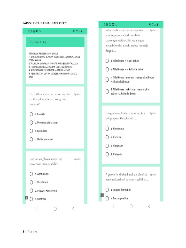 Sains Level 3 Final Fabi X Eec | PDF