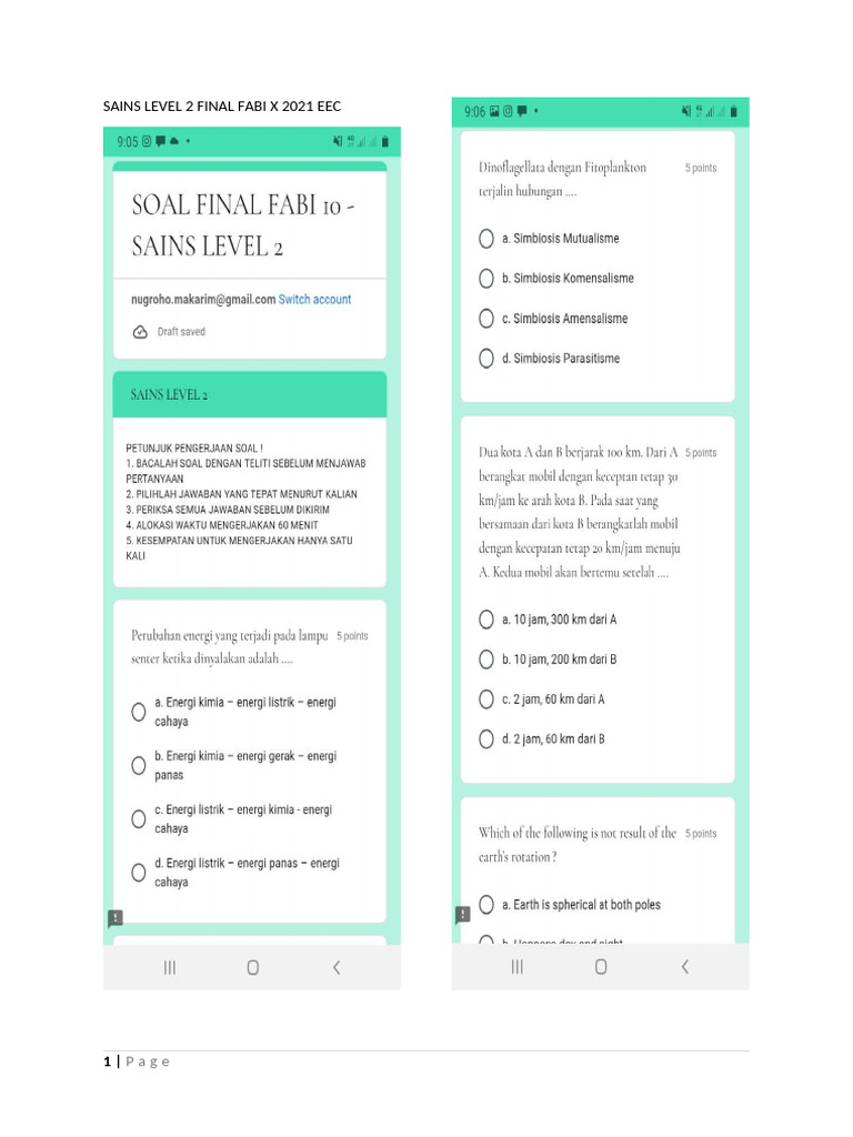Sains Level 2 Final Fabi X 2021 Eec | PDF