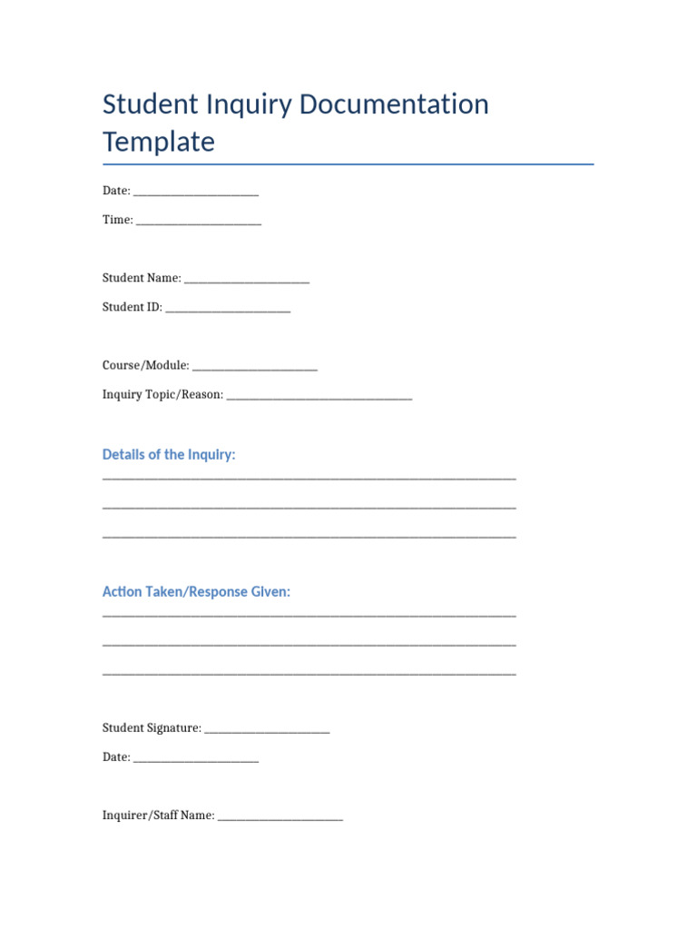 Student Inquiry Template | PDF