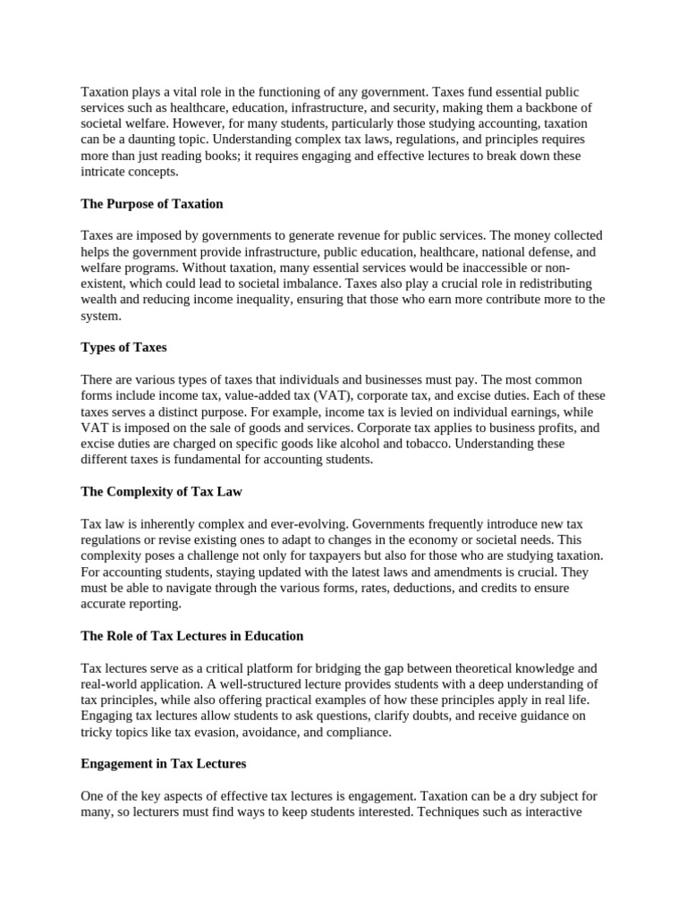 Understanding Taxation for Accounting Students | PDF | Taxes | Business