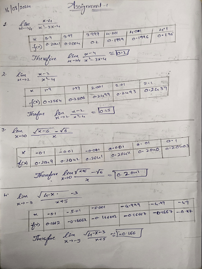 Calculus Assignment-1 | PDF