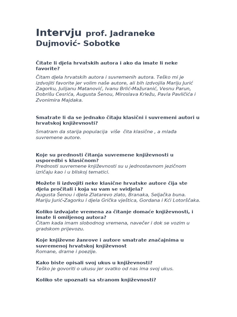 Intervju Prof | PDF