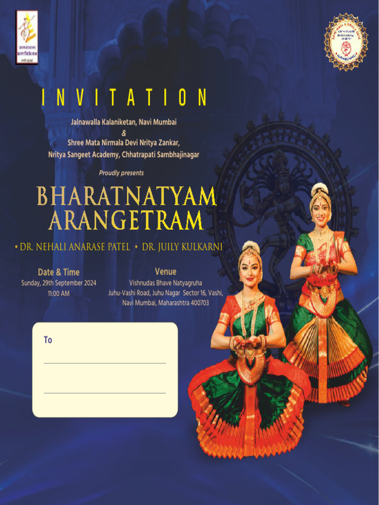 Bharatnatyam Arangetram Invitation | PDF