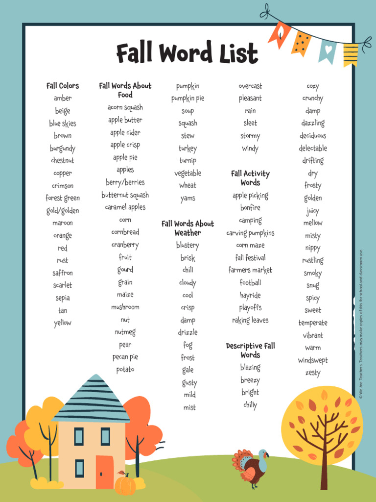Material 3. Fall. Wordlist | PDF