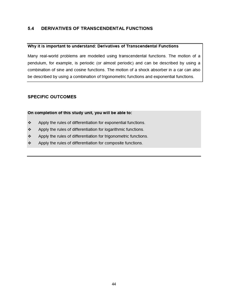 Derivatives of Transcendental Functions | PDF