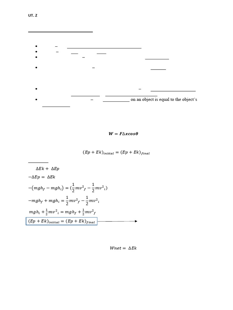 Grade 12 Work, Energy, and Power Notes | PDF | Force | Physical Phenomena
