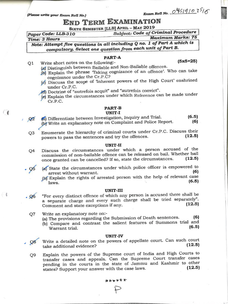 Current syllabus CRPC PYQs | PDF