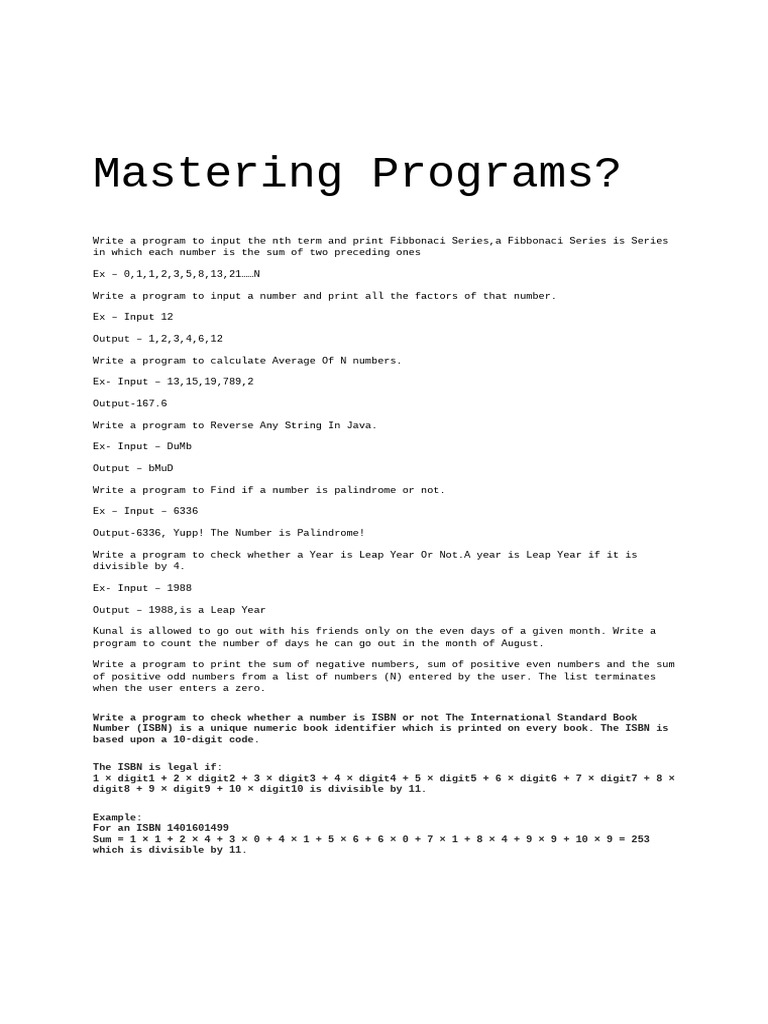 Mastering Programs | PDF