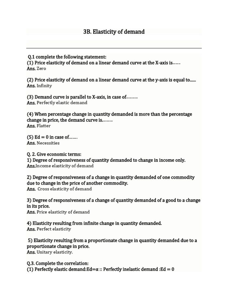 Chapter 3B - Elasticity of Demand | PDF | Elasticity (Economics ...