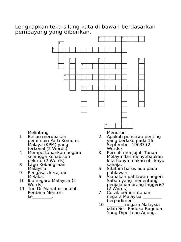 Silang Kata Sejarah | PDF