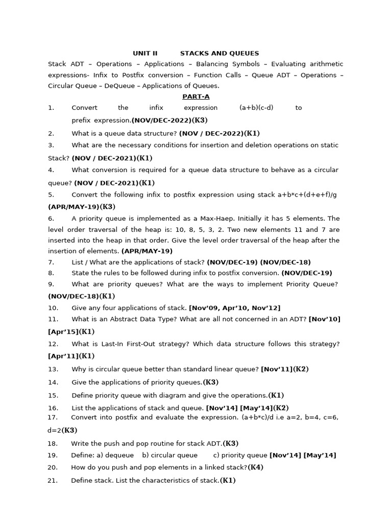 Unit Iistacks and Queues | PDF