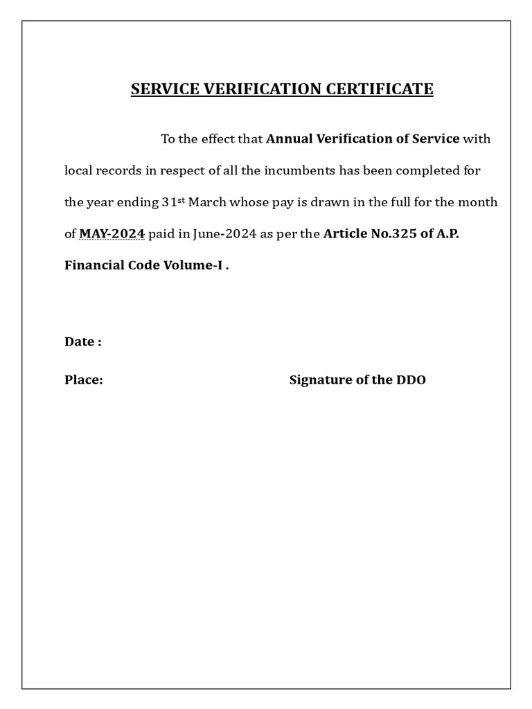 Service Verification Certificate for May 2024 Bill | PDF