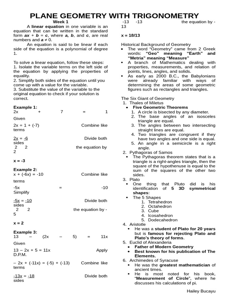 Geometry Reviewer | PDF | Equations | Geometry