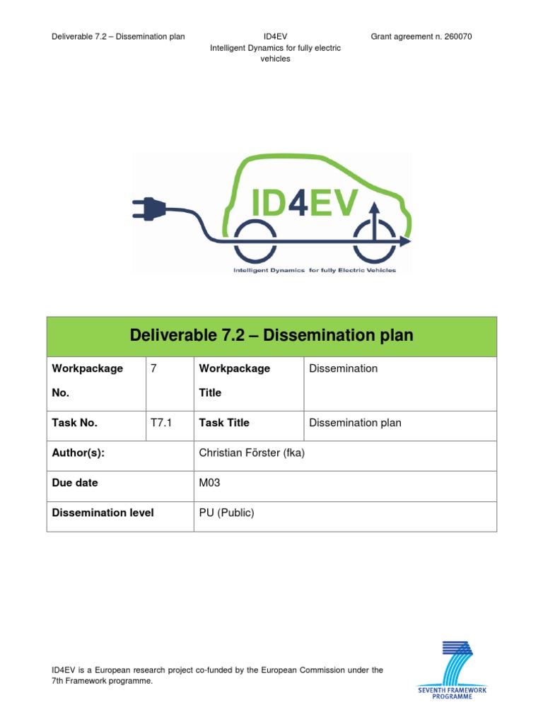 ID4EV D7.2 Dissemination Plan | PDF | Efficient Energy Use | Vehicles