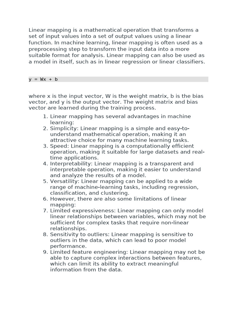 Linear Mapping Is A Mathematical Operation That Transforms A Set of ...