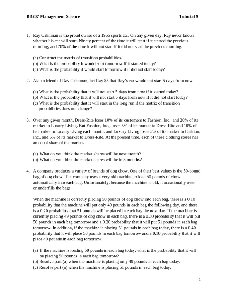 Tutorial 9 Question | PDF