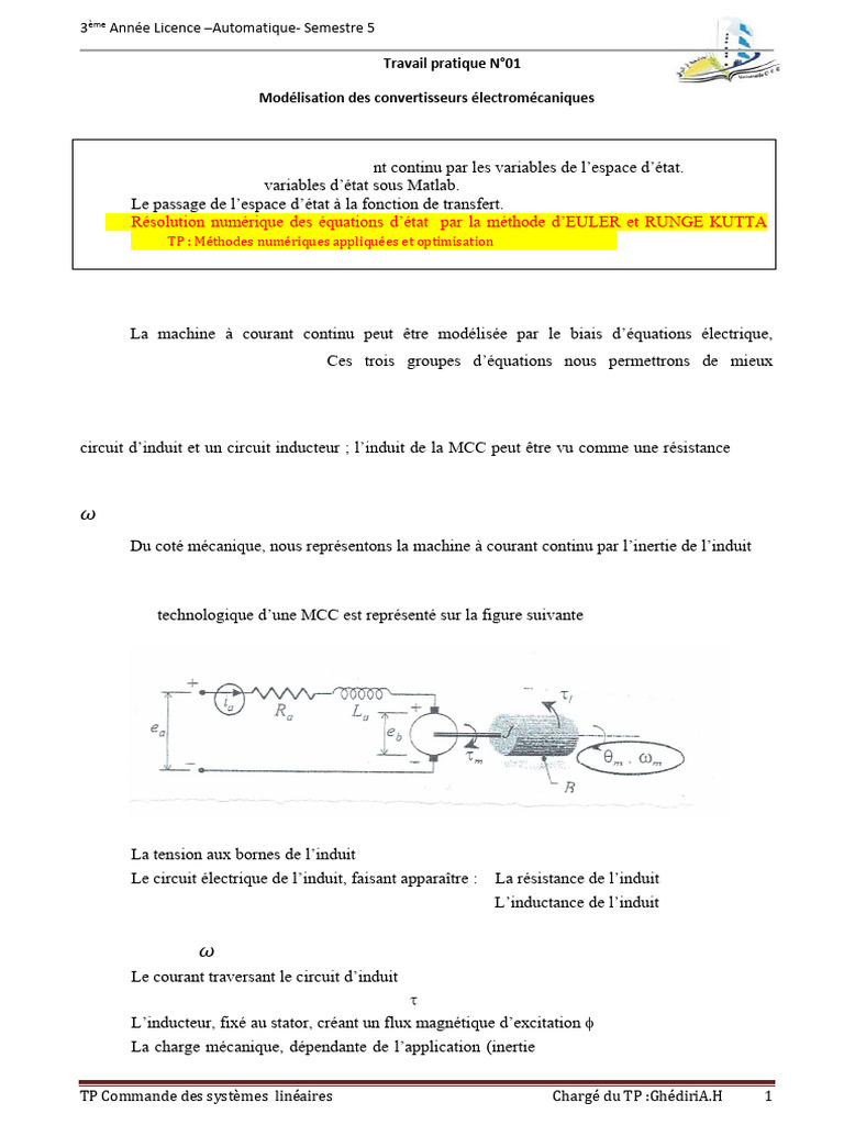TP N1 Modelisation Des Convertisseurs Electromecaniques | PDF
