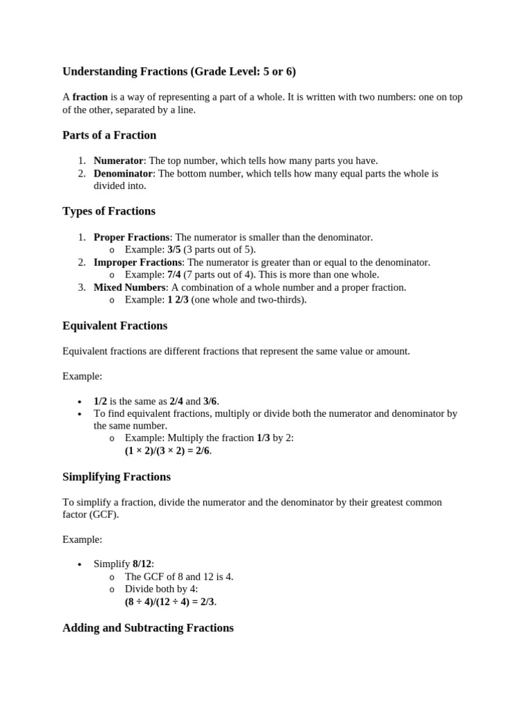 Understanding Fractions | PDF