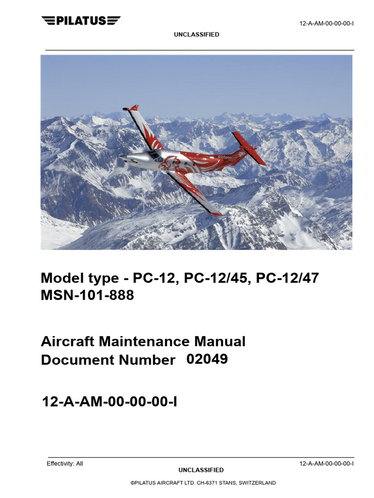 PC-12 Aircraft Maintenance Manual Doc. No. 02049 | PDF