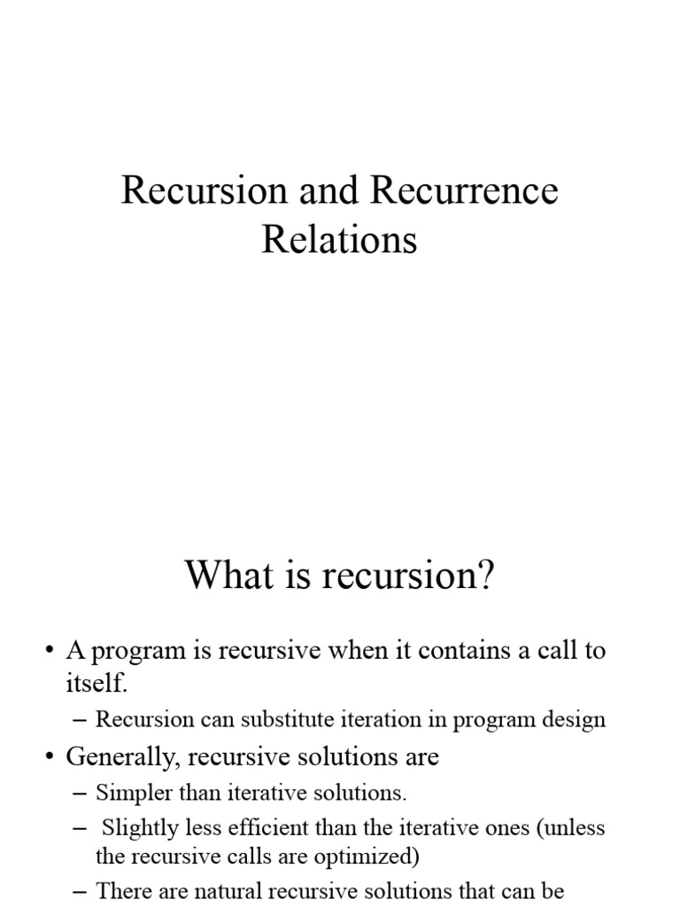 recursive relations | PDF recursive relations | PDF