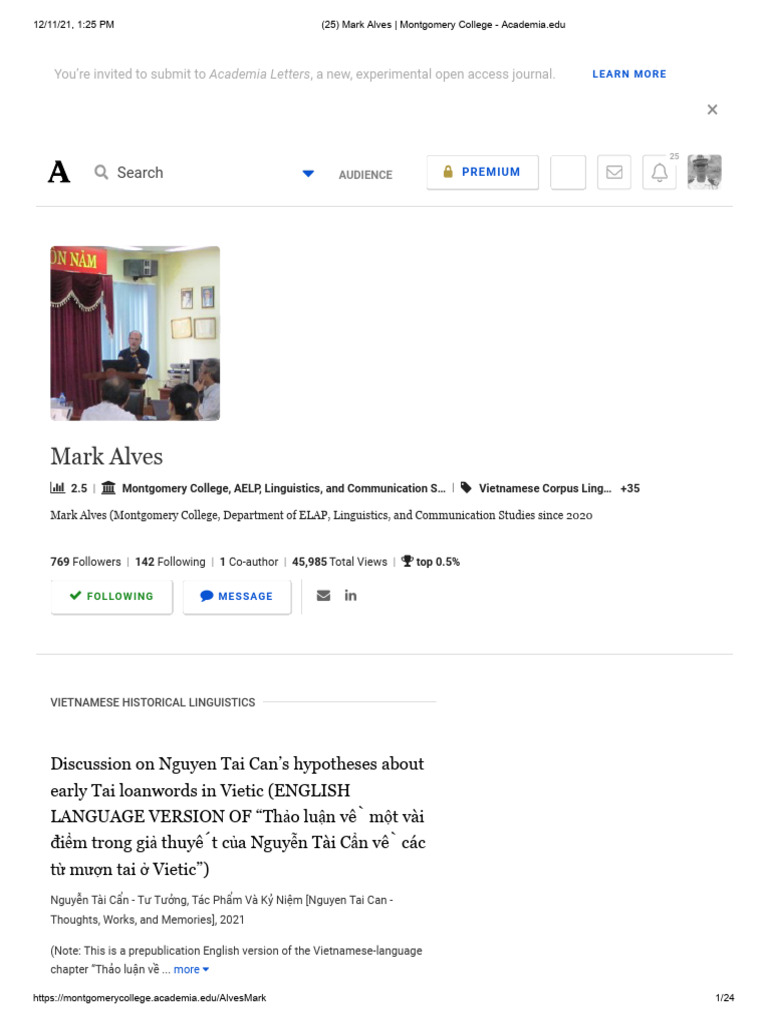 Mark Alves - Montgomery College - Academia - Edu | PDF | Vietnamese ...