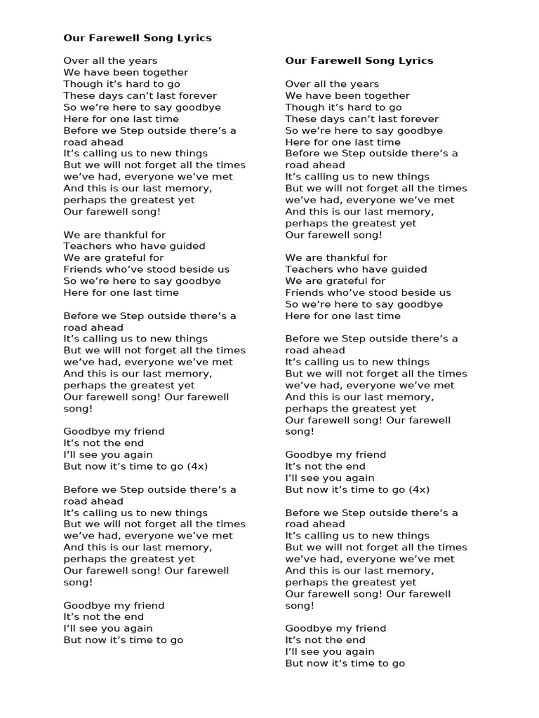 Our Farewell Song Lyrics | PDF