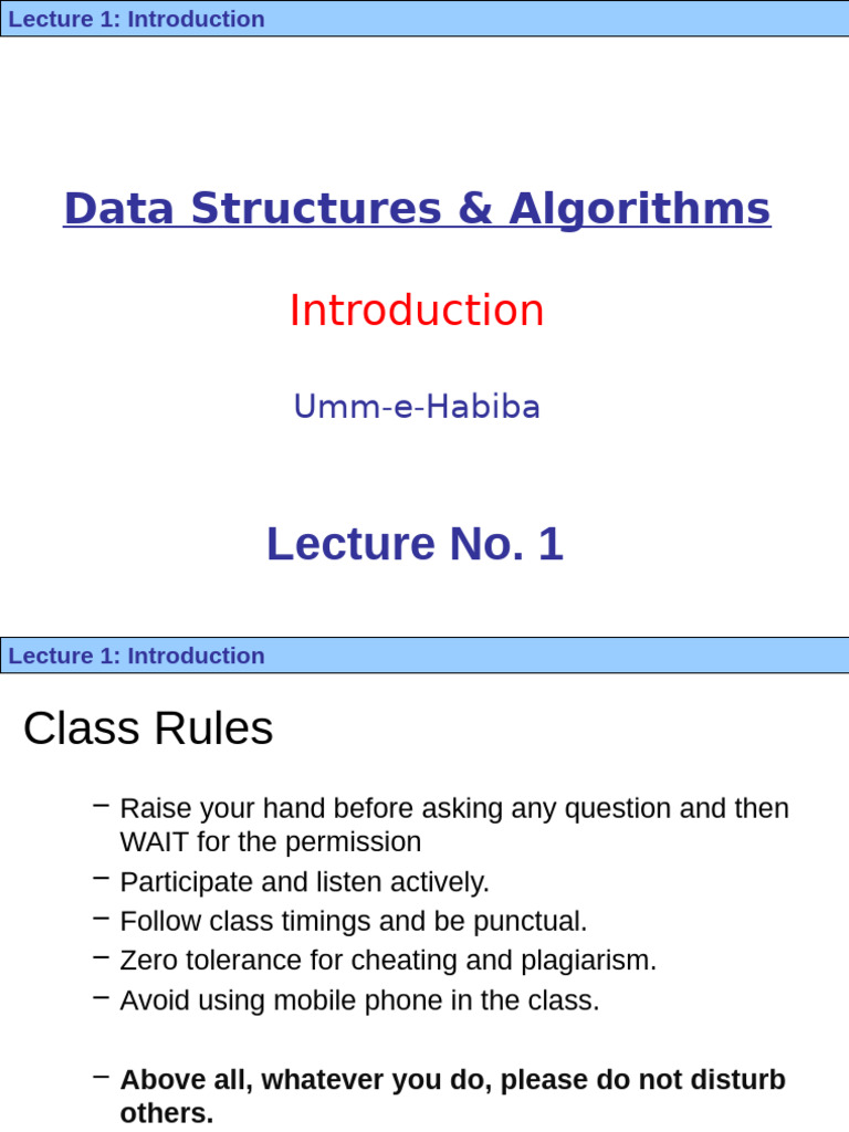 DS Lecture 01 - Introduction | PDF DS Lecture 01 - Introduction | PDF