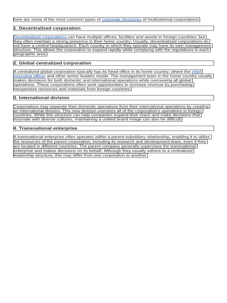 Types of MNCS | PDF | Finance & Money Management