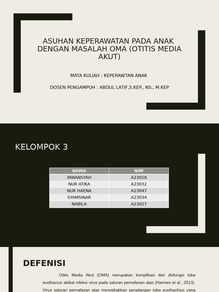 Asuhan Keperawatan Pada Anak (OMA) KELOMPOK 3 | PDF