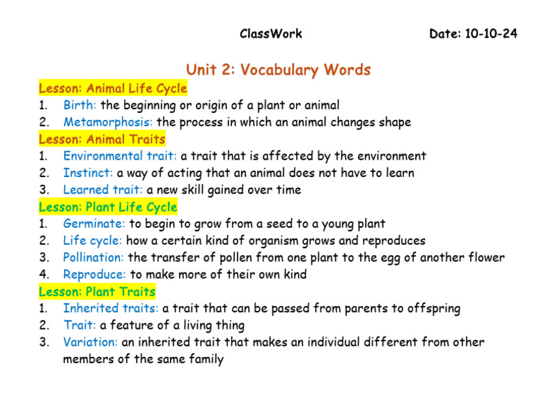 Animal and Plant Life Cycles Vocabulary | PDF | Home & Garden
