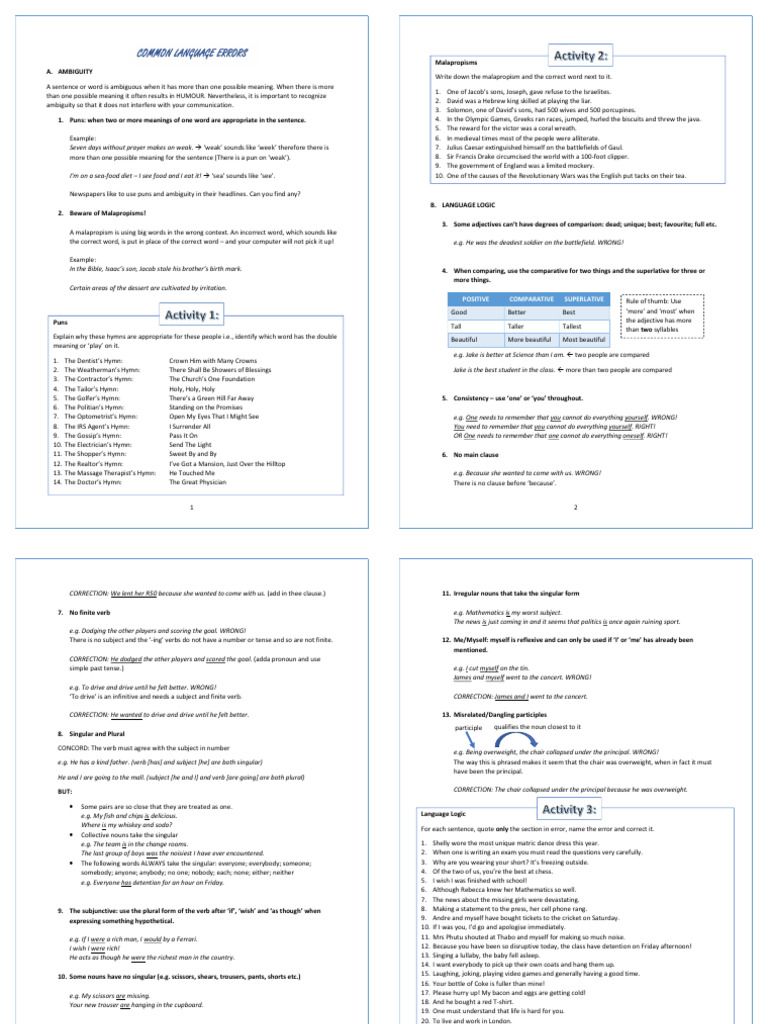 English Common Language Error | PDF
