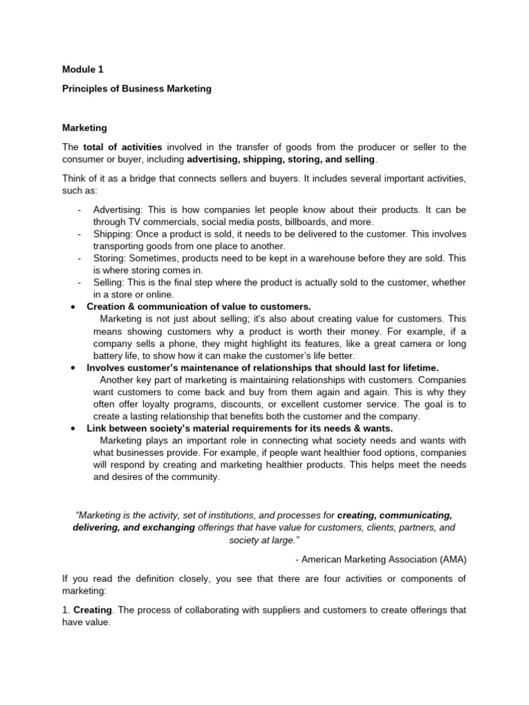 Marketing - Module 1 (Part 1) | PDF