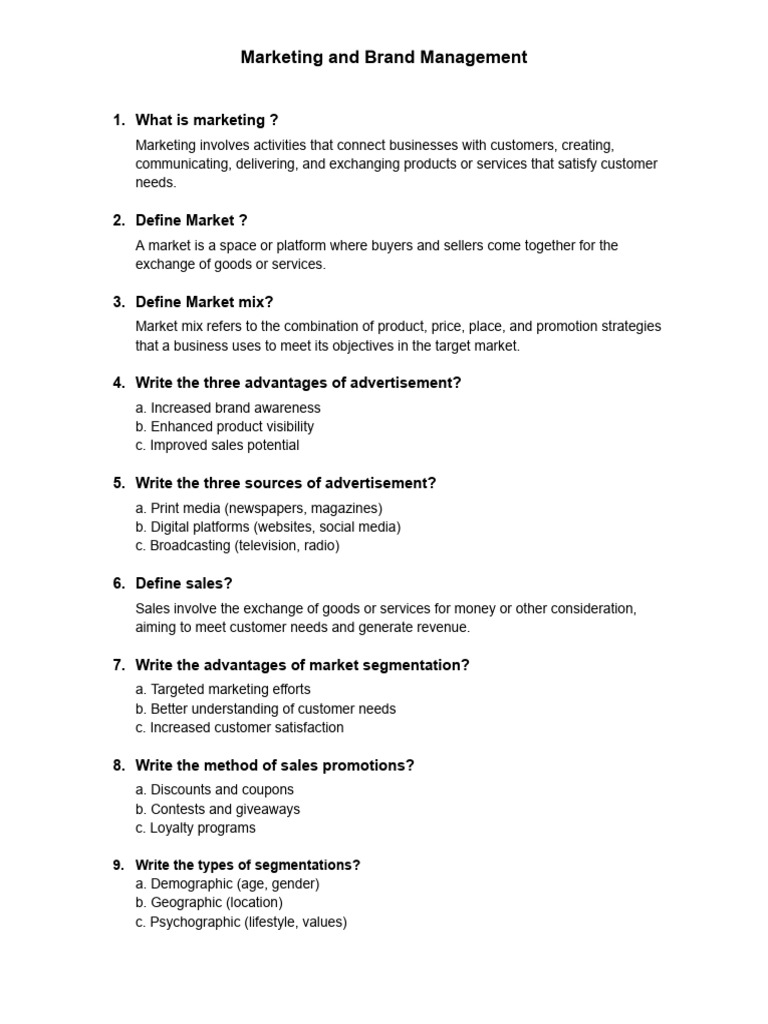 Marketing and Brand Management | PDF