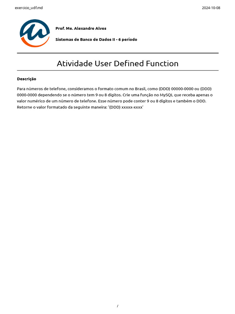 Exercicio Udf | PDF