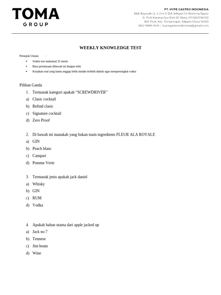 Weekly Knowledge Test2 | PDF