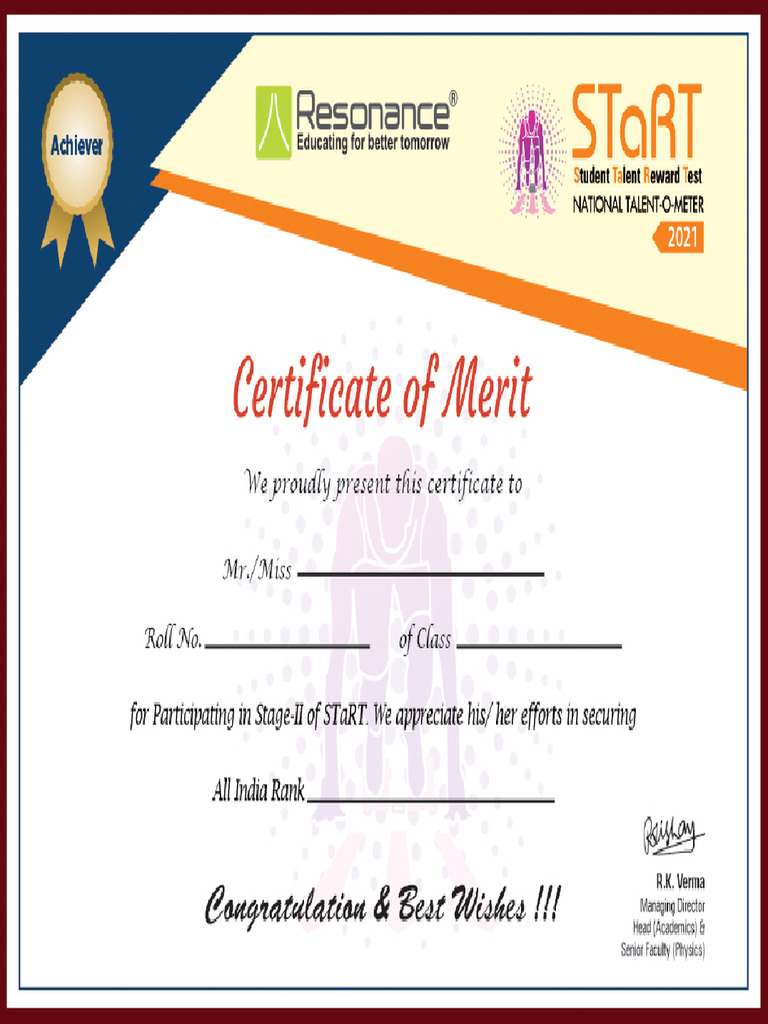 STaRT Certificate 22910853 | PDF