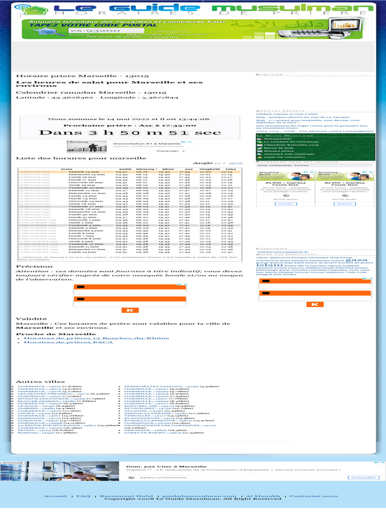 Horaire De Prire Marseille 13015