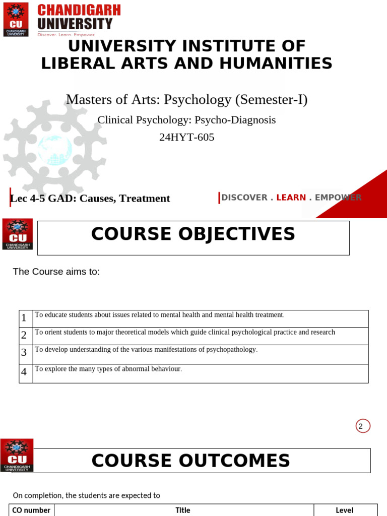 Lec 4, 5 GAD Causes Treatment | PDF