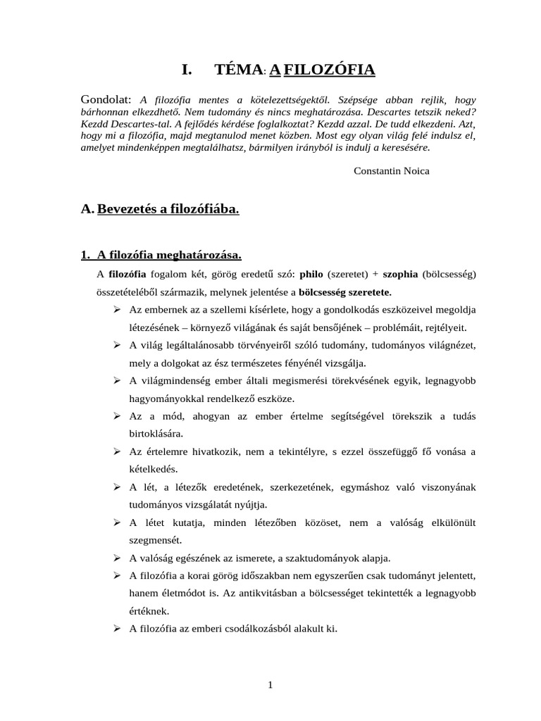I Téma. A Filozófia | PDF