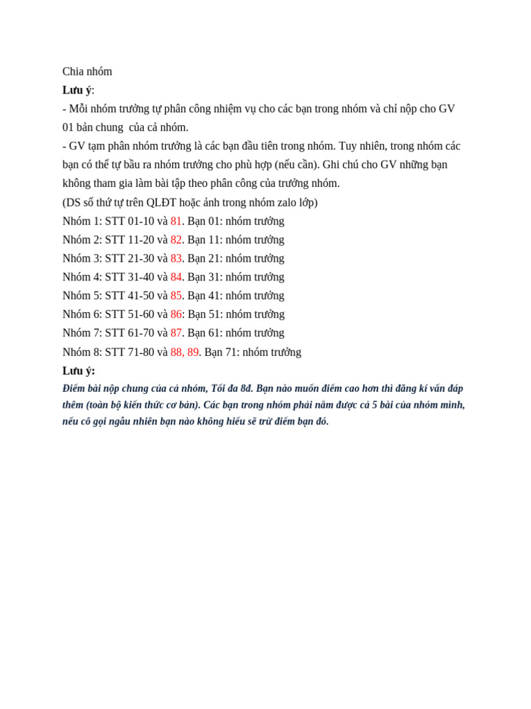 Chia nhóm TCC | PDF