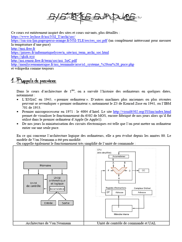 Systèmes Sur Puce (SOC) | PDF