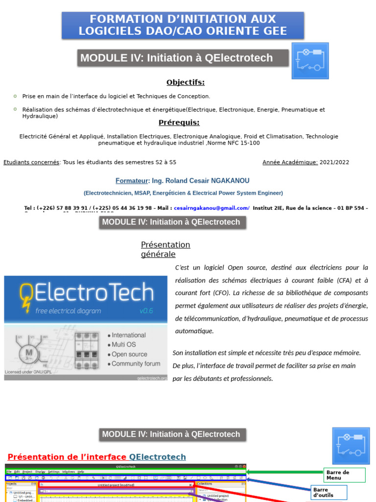 FORMATION D'INITIATION A QElectrotech | PDF
