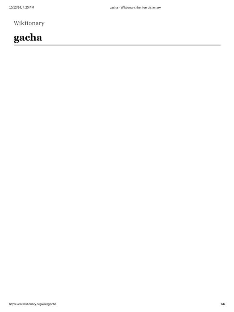 Gacha - Wiktionary, The Free Dictionary | PDF