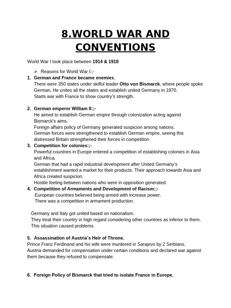 Causes and Consequences of WWI | PDF | Politics | Travel