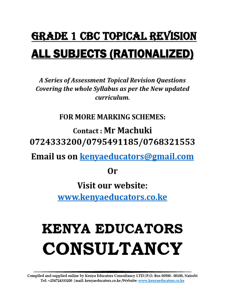 Grade 1 CBC Topical Revision Rationalized | PDF