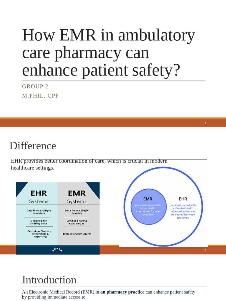 How EMR in Ambulatory Care Pharmacy Can Enhance Patient Safety | PDF ...