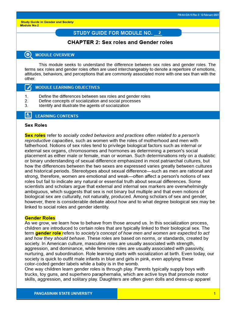 GEE2 Module 2 - Sex and Gender Roles | PDF