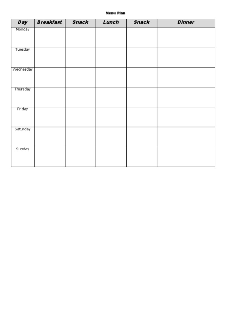 Menu Plan | PDF | Wellness